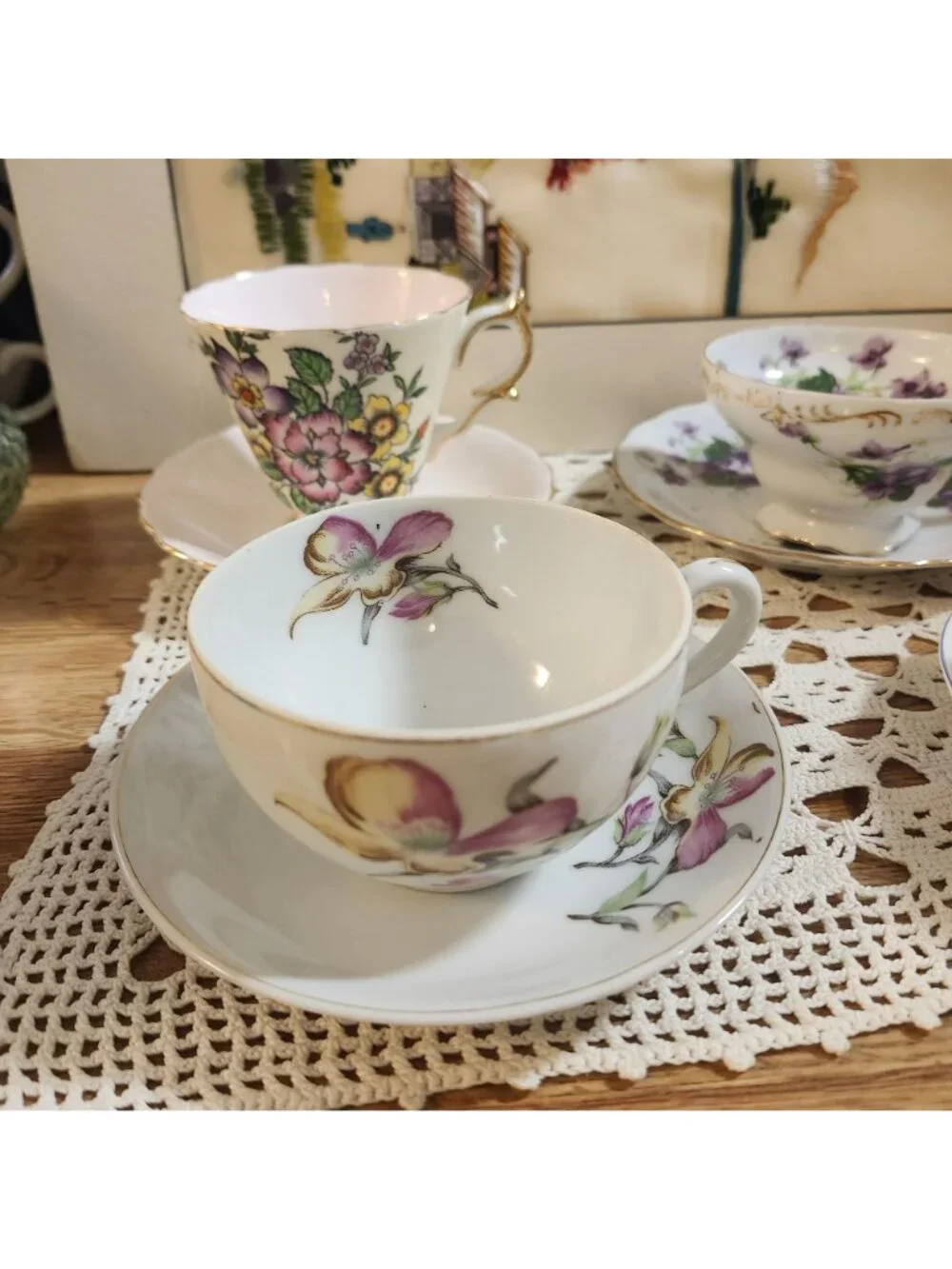 Vintage | Dining | Purples Pinks Mismatched China Tea Cups Saucers Tea ...